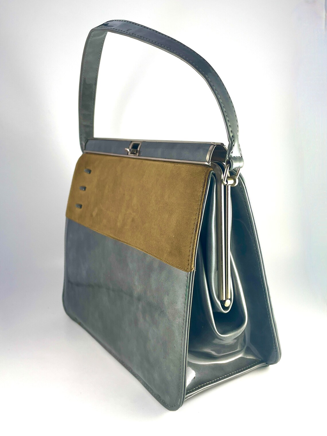 Vintage Purse MOD Handbag Grey Olive Green Unique Vintage Gift - Etsy