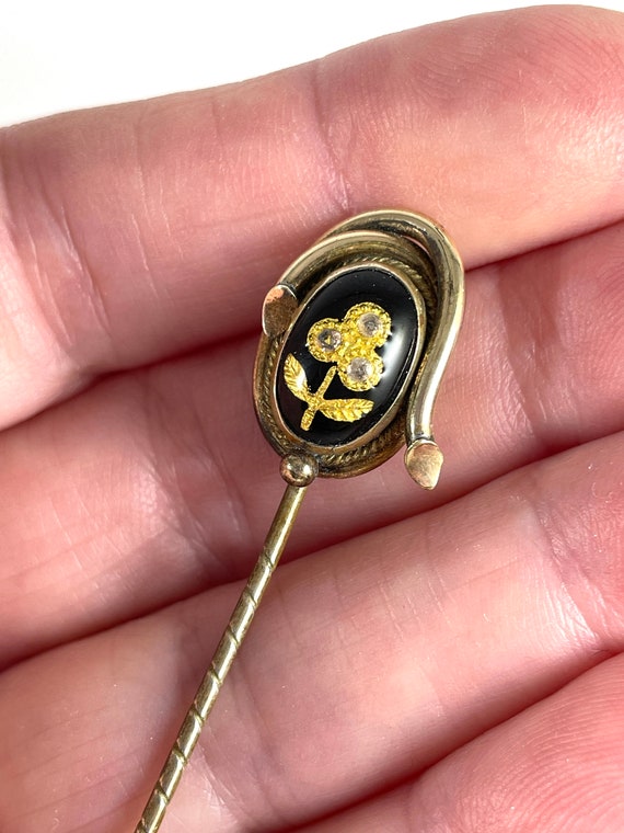 Antique Mourning Pin, Victorian Jewelry, Black Brooch, - Gem