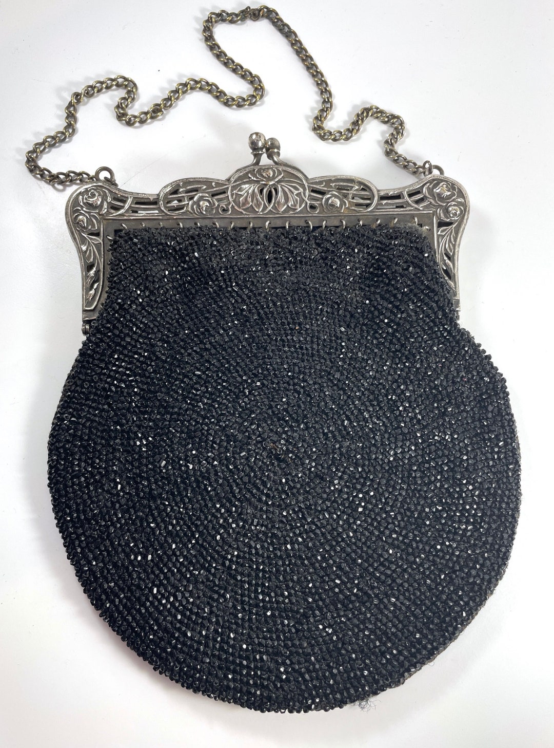 Vintage Purse Antique Beaded Bag Sterling Frame - Etsy