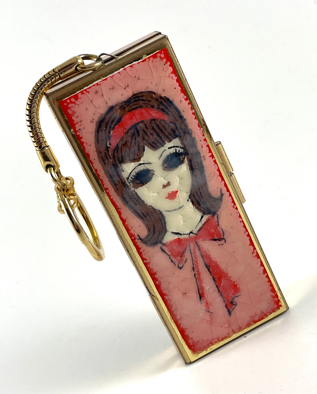 Vintage Compact Key Chain MOD Girl - Etsy
