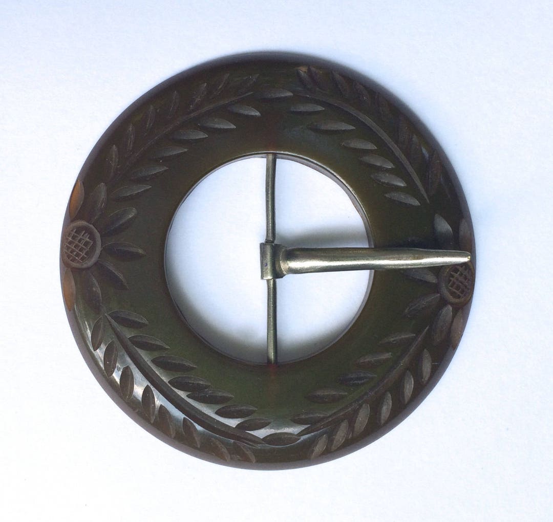 Carved Bakelite Buckle Green Unique Vintage Gift - Etsy