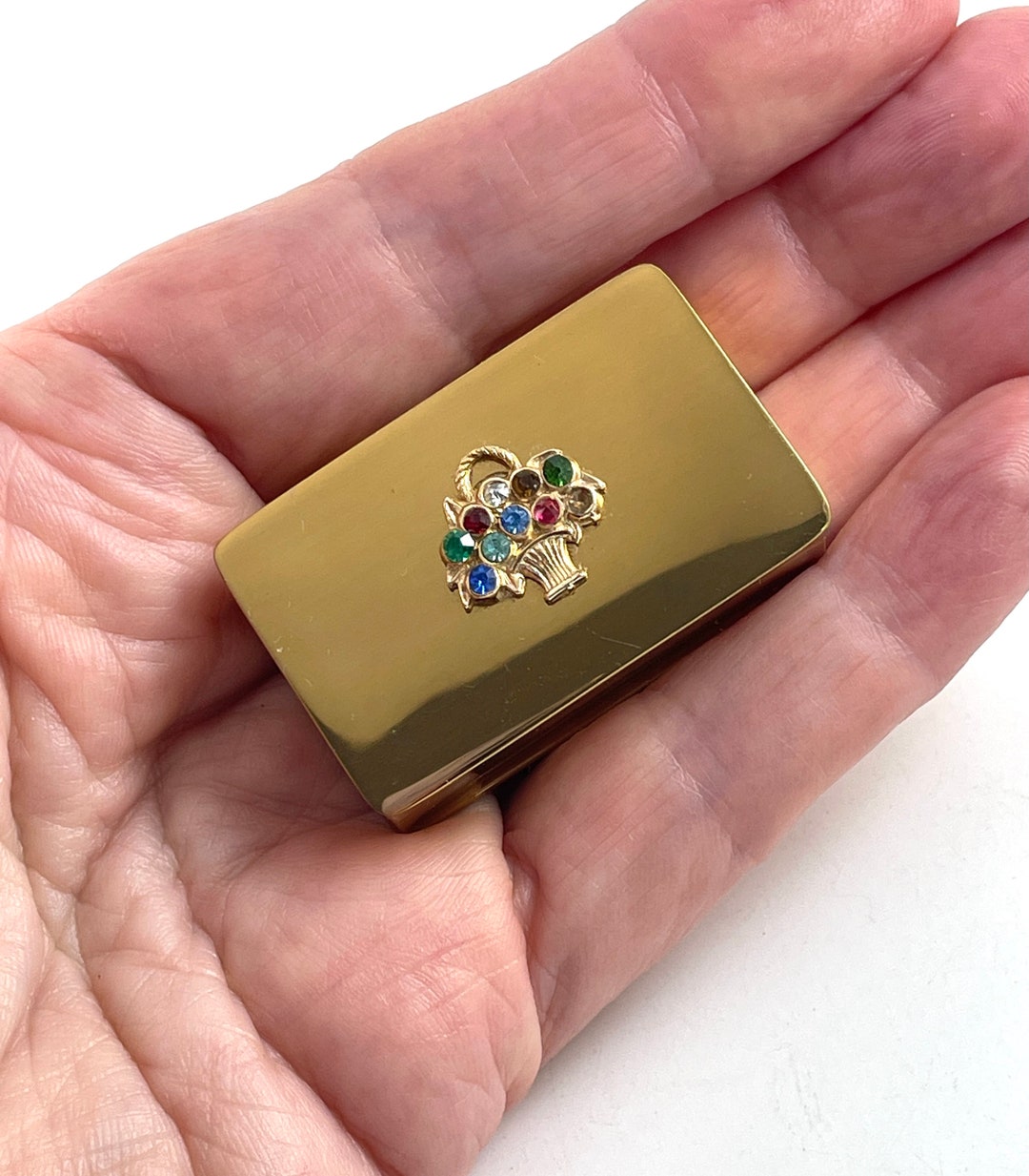 Vintage Pill Box Rhinestone Flower Basket - Etsy