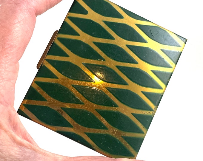 Vintage Compact Green Diamond Pattern - Etsy