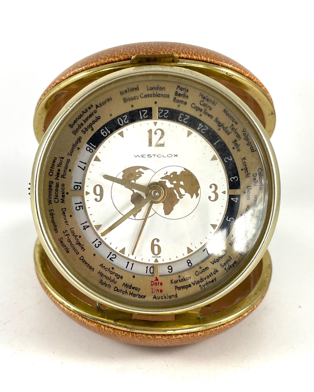 Vintage Clock Westclox World Time Travel Alarm Mid Century - Etsy