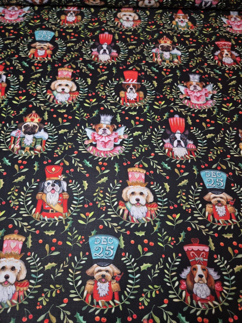 Christmas Dog Fabric – Nutcracker Puppy Quilting Cotton, Holiday Sewing ...
