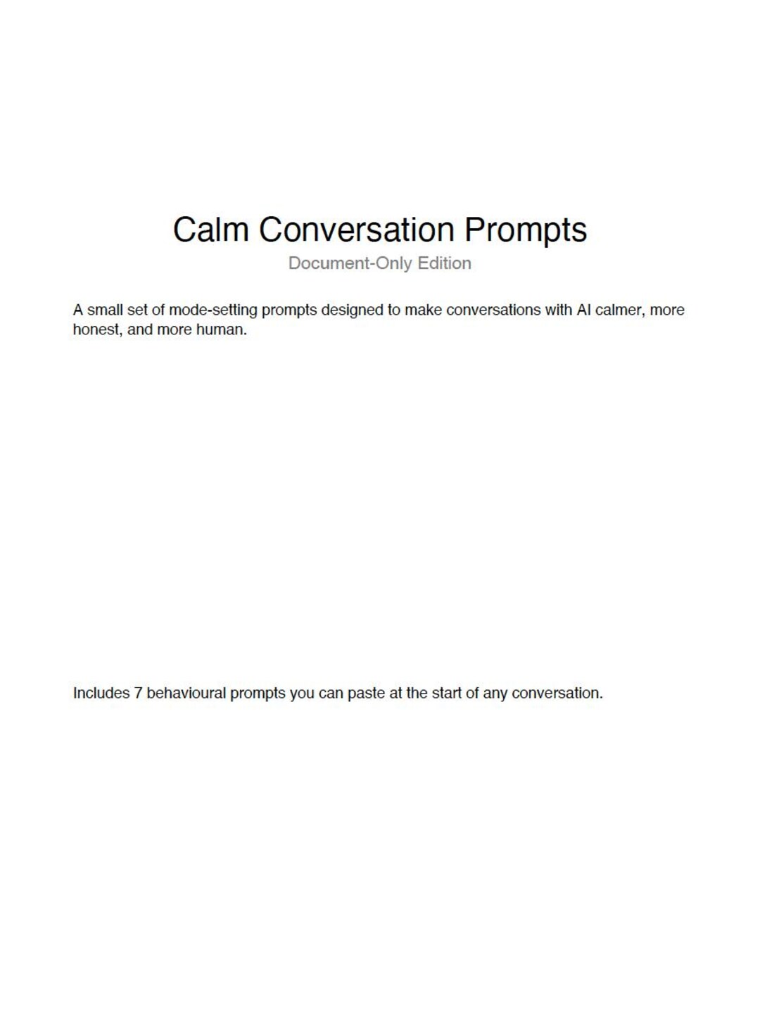 Calm Conversation Prompts for Chatgpt — Document-only Edition (PDF) - Etsy