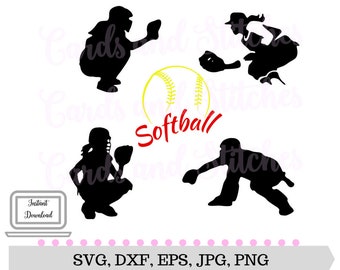 Softball catcher svg | Etsy