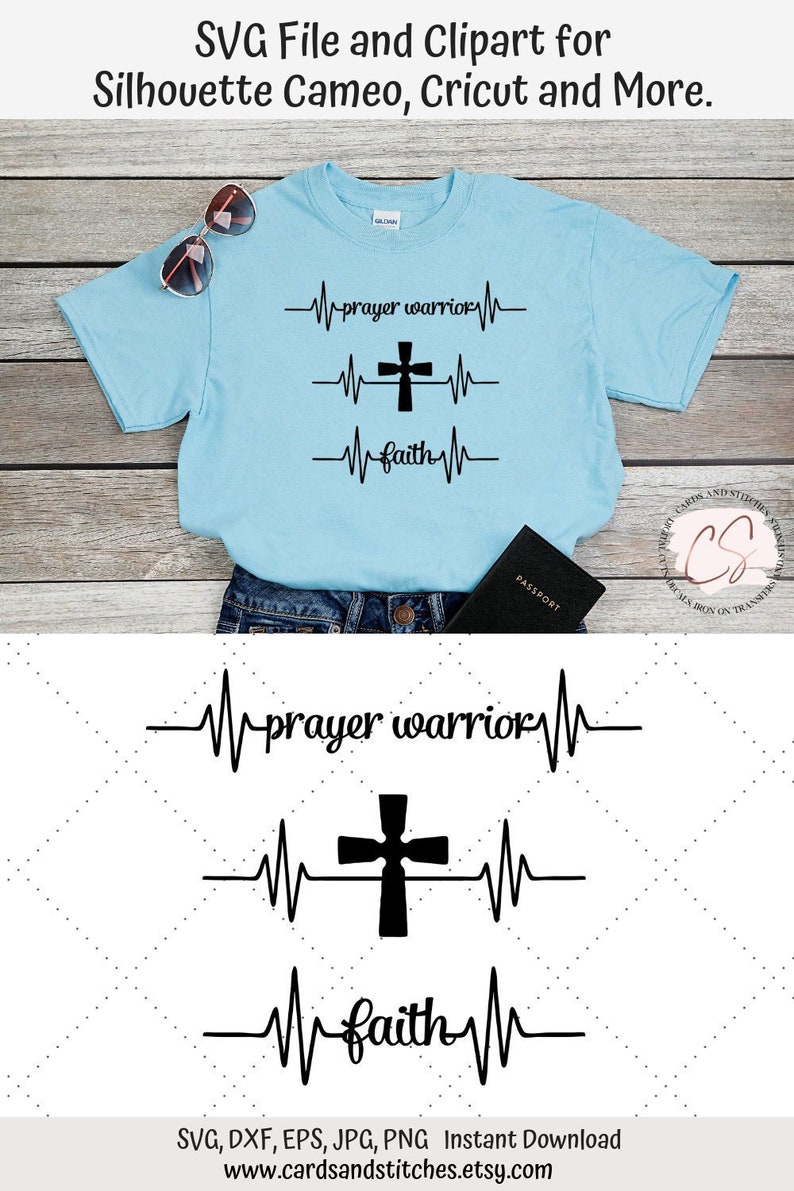 Prayer Cross Heartbeat SVG and Clipart Great for Sublimation - Etsy