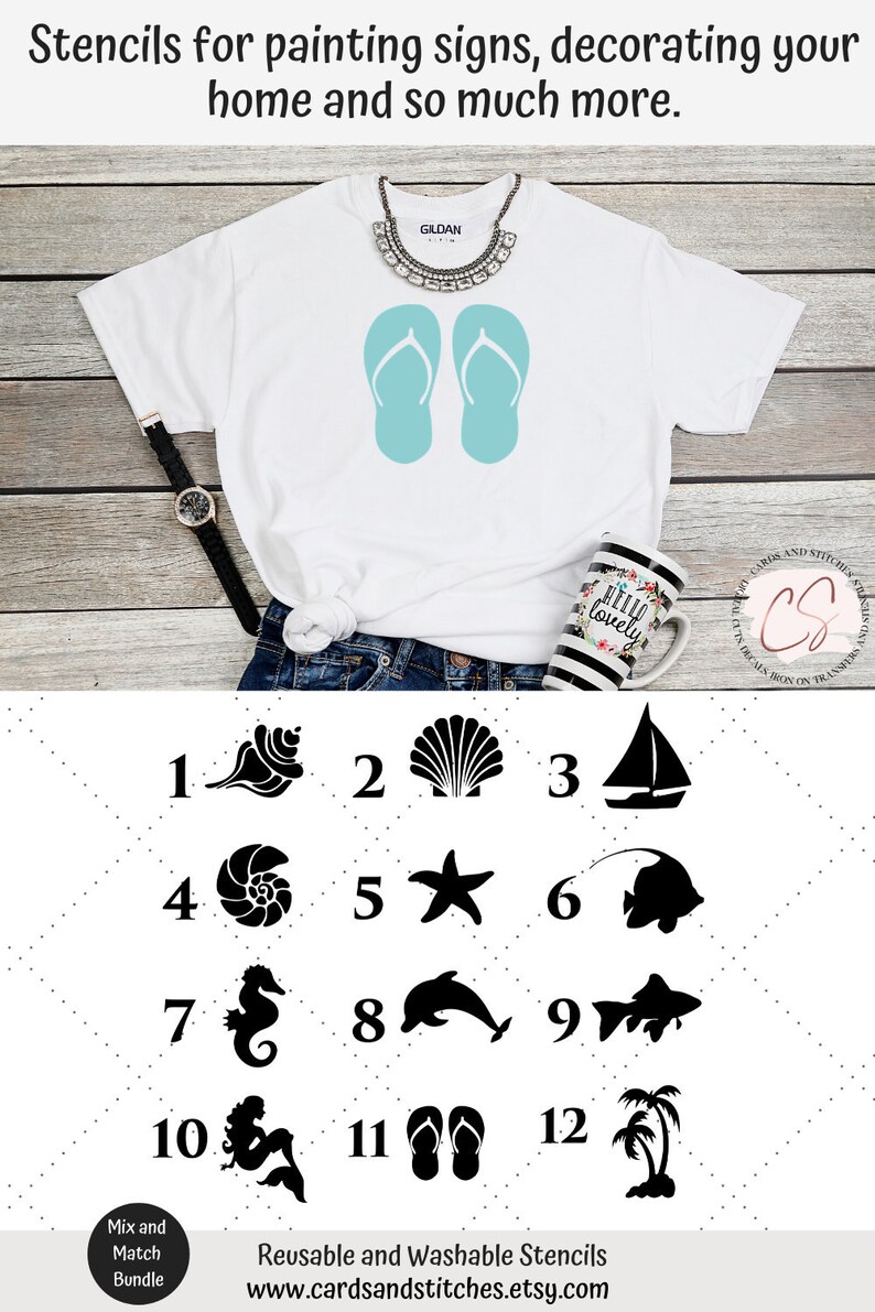 Beach Stencils Bundle Great for Painting on Wood Walls - Etsy