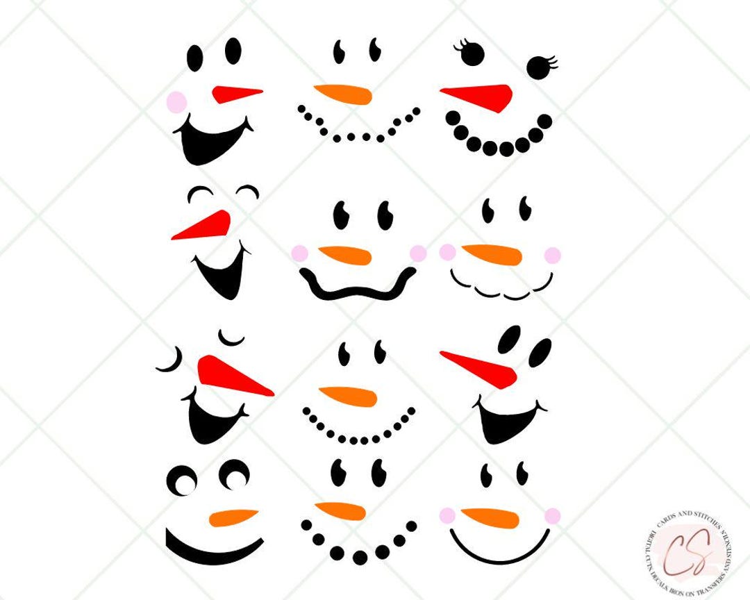 Snowman Faces SVG and Clipart Bundle, Great for Making DIY T-shirts ...