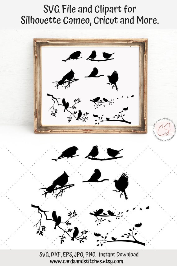 Art & Collectibles Bird SVG Birds SVG Birds on Branch Cuttable Design ...