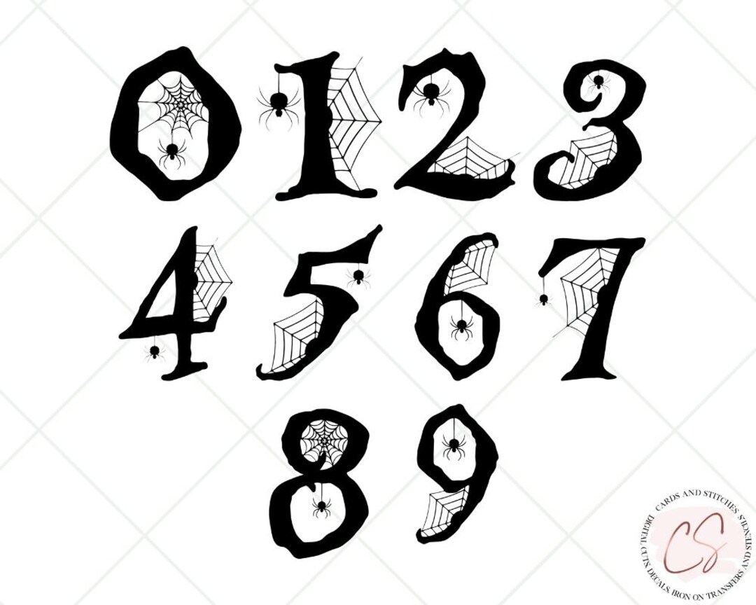 Spider Numbers SVG & Clipart, Perfect for Halloween Vinyl Decals, Iron ...