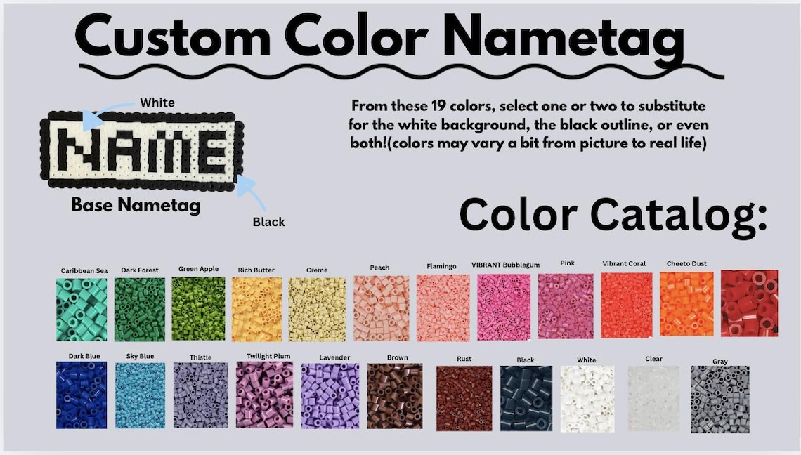 Customizable and Pre-designed Perler Beads Art Nametags - Etsy