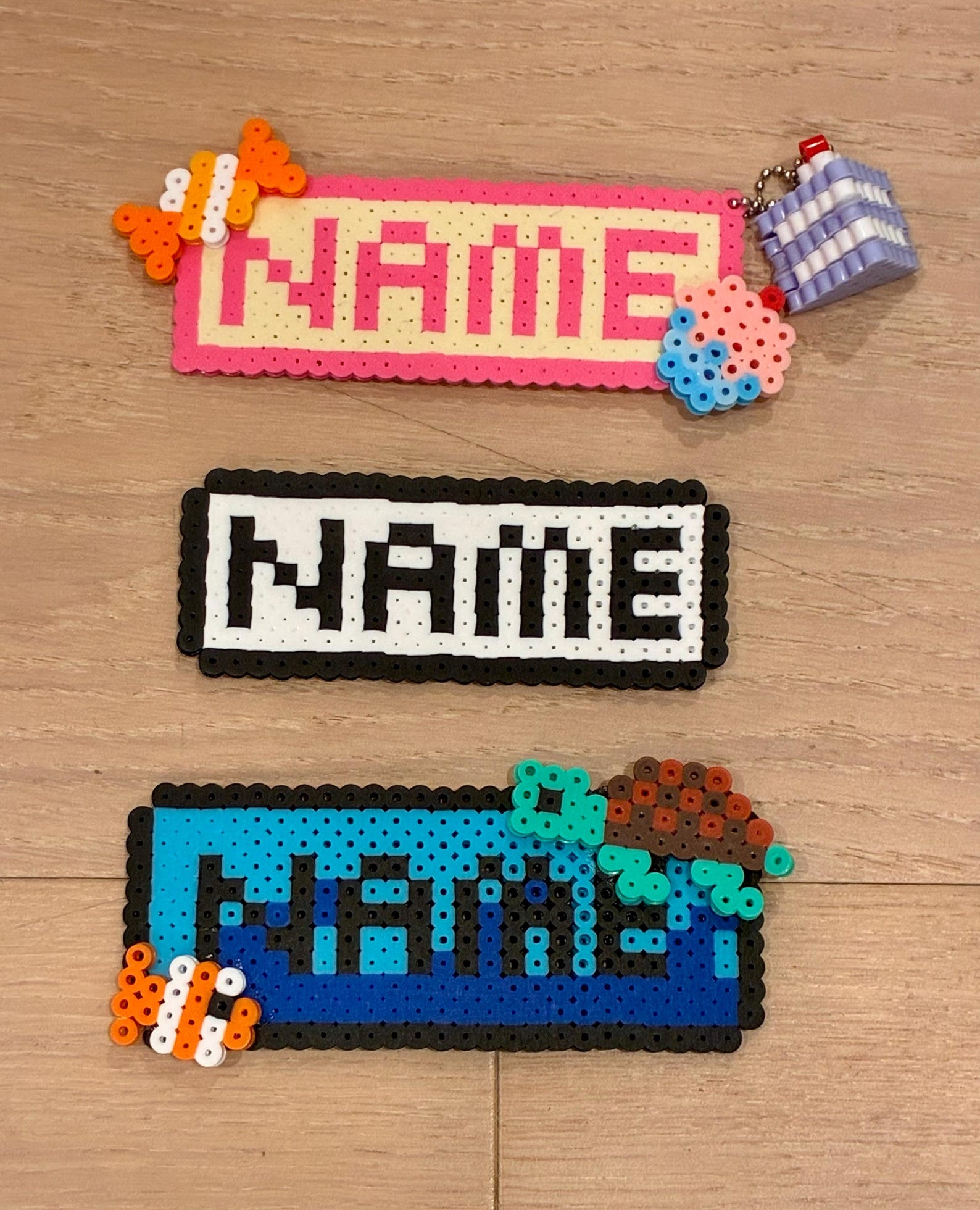 Customizable and Pre-designed Perler Beads Art Nametags - Etsy