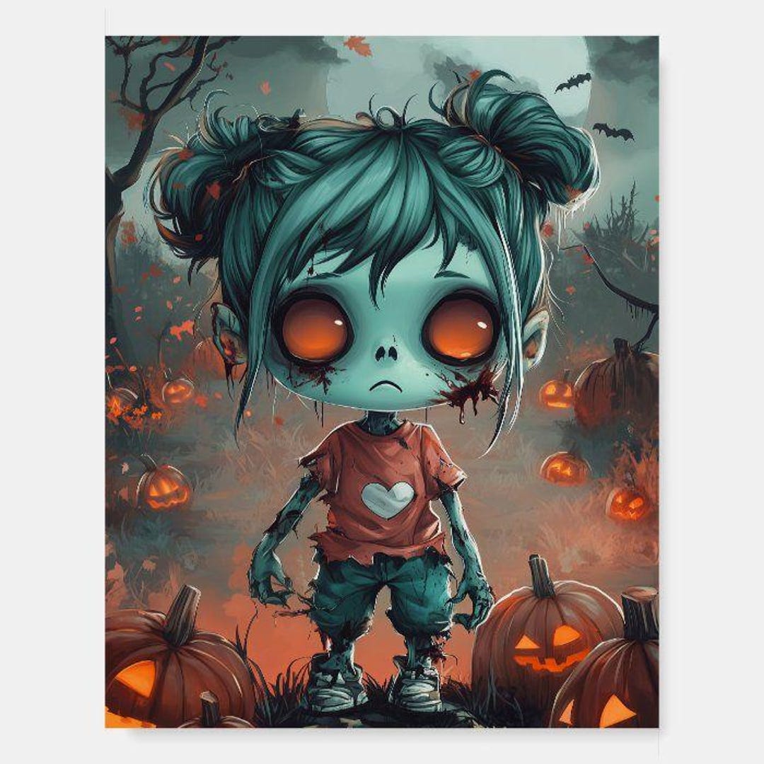 9x12 in Cute Horror Girl Poster, PNG Digital Download, Sweet Creepy ...