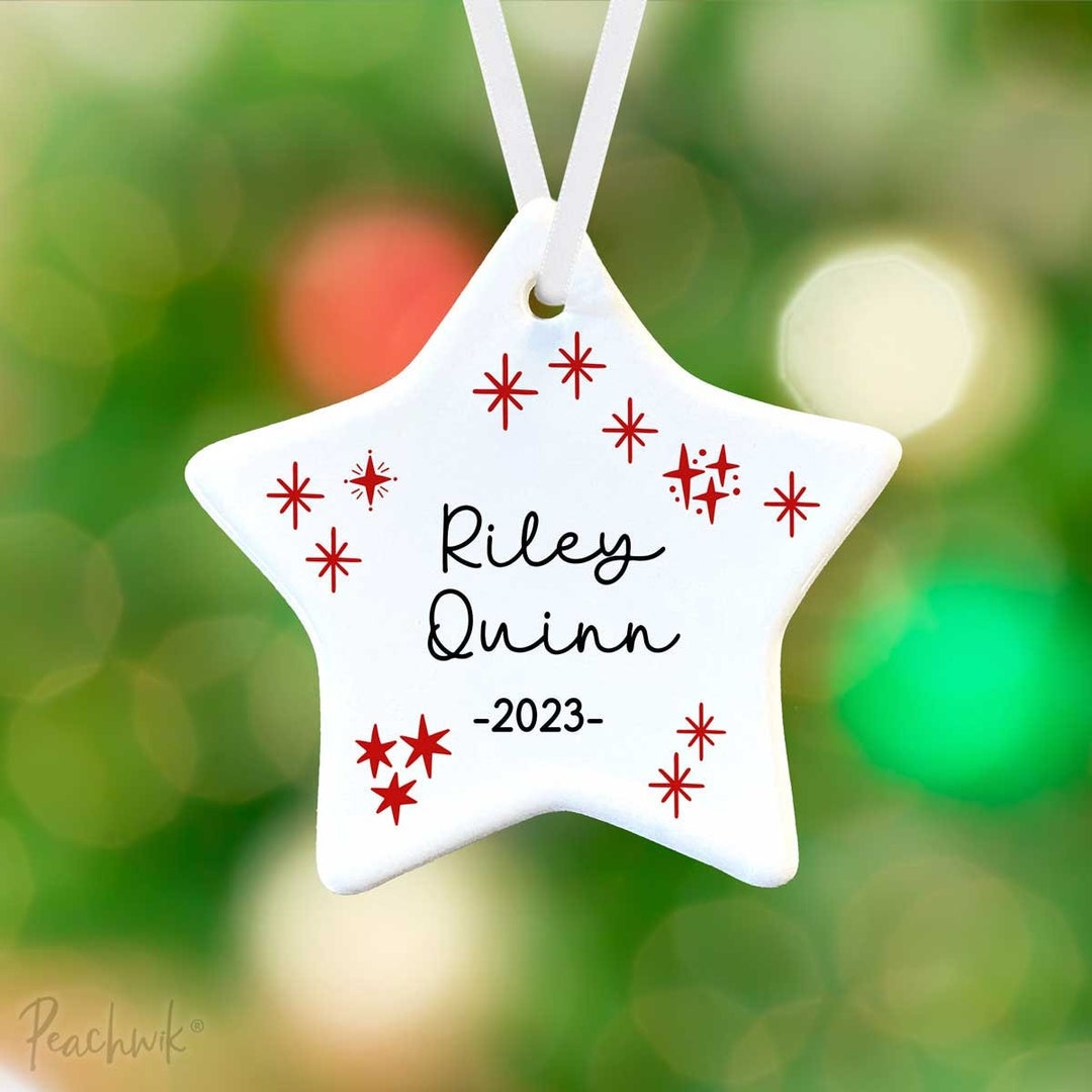 Personalized Star Christmas Ornament Red Star Doodles Ornament ...