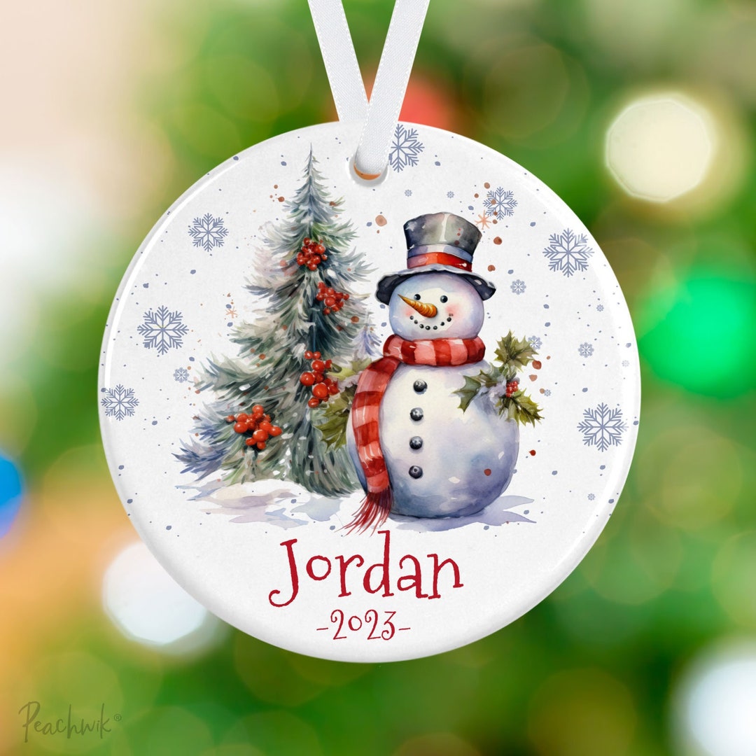 Snowman Name Ornament Personalized Snowman Christmas Ornament ...