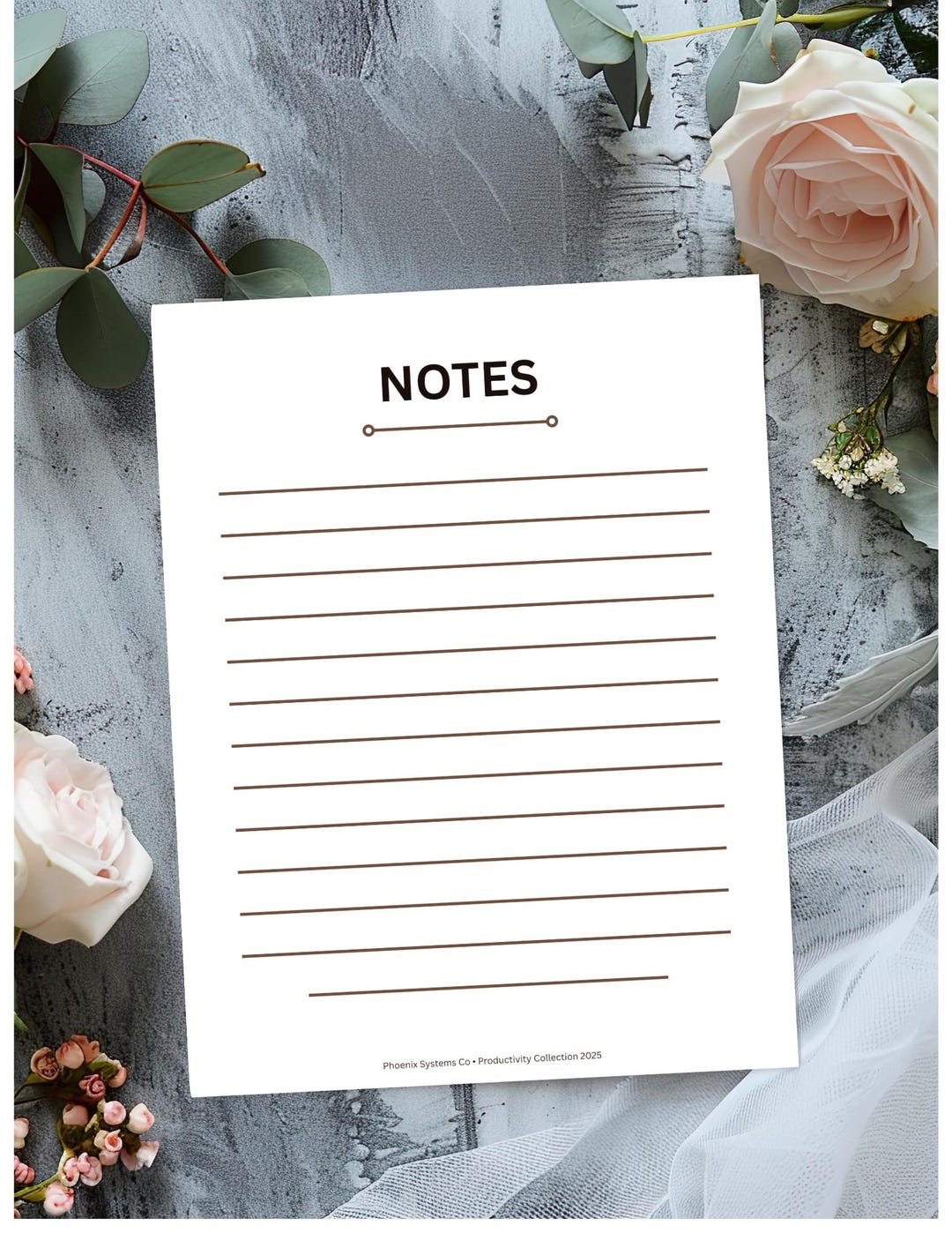 Lined Notes Page Printable | Onyx & Silver Edition | Minimal Planner ...