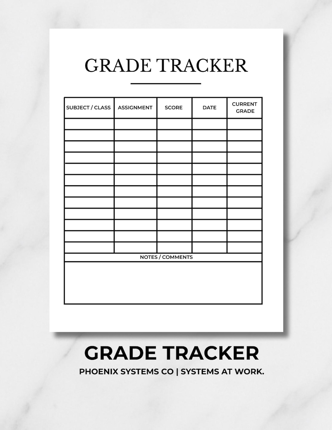 Grade Tracker Printable Student Grade Log Academic Progress Tracker ...