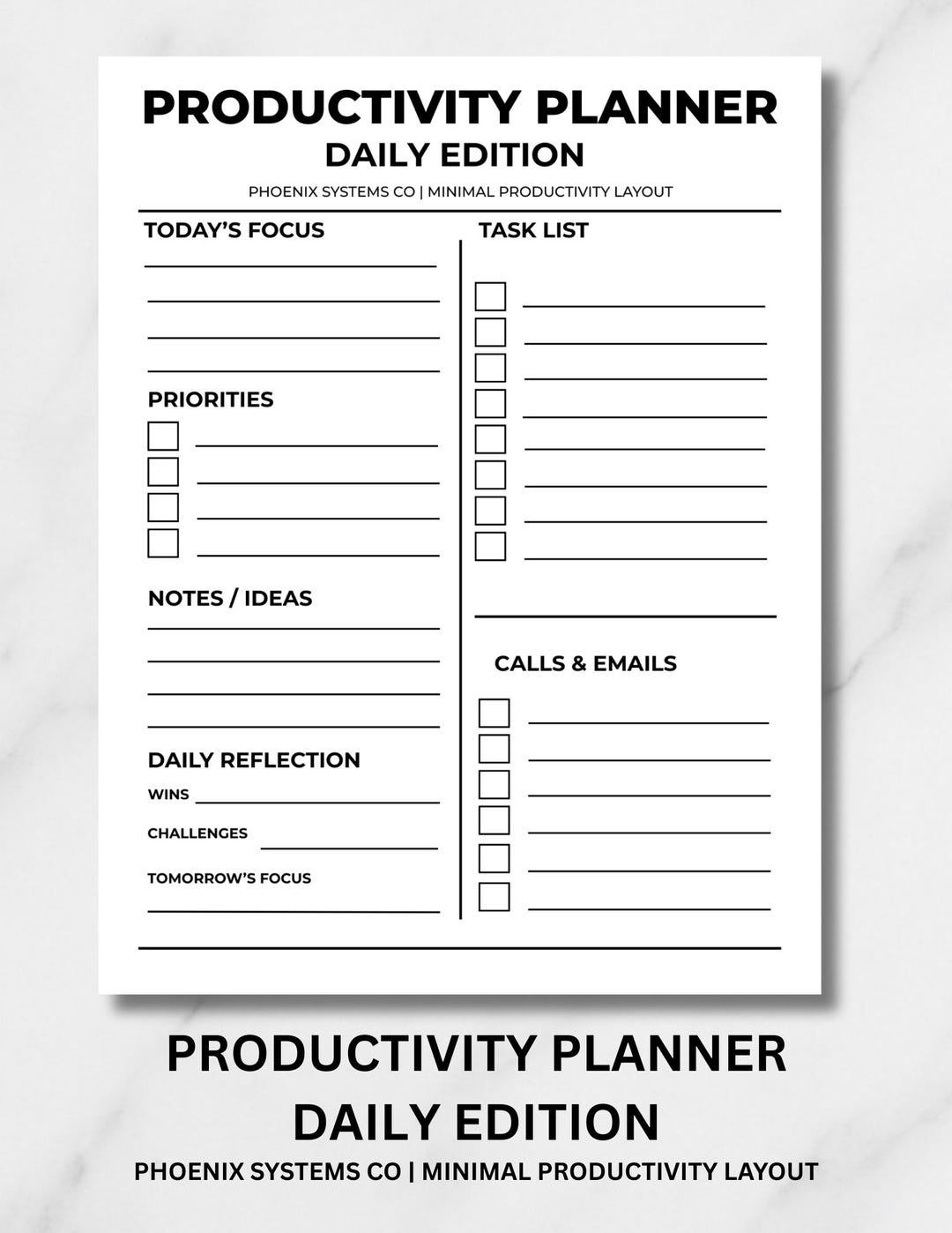 Productivity Planner Template | Daily Focus & Task Organizer ...