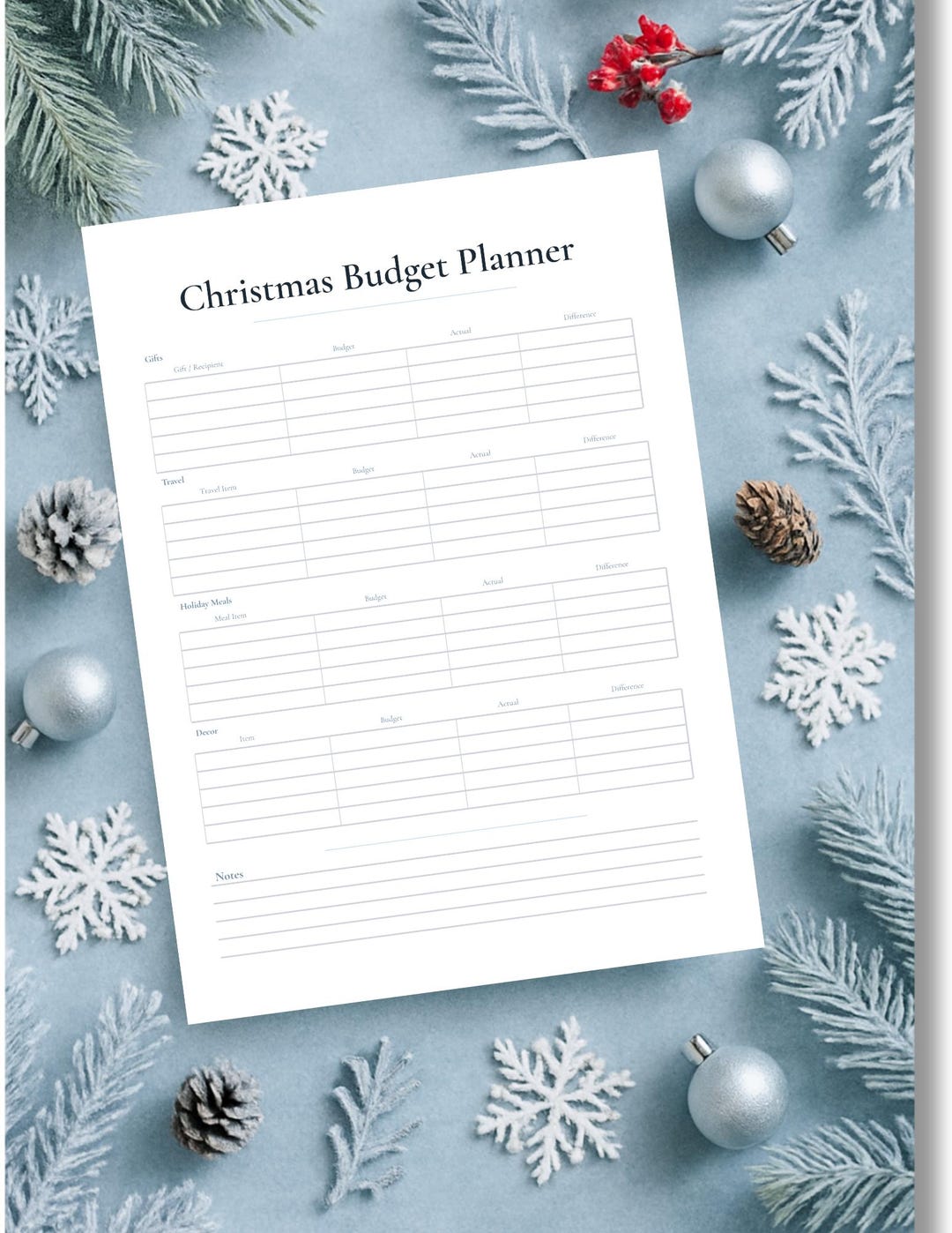 Christmas Budget Planner Printable | Blue Winter Expense Tracker (PDF ...