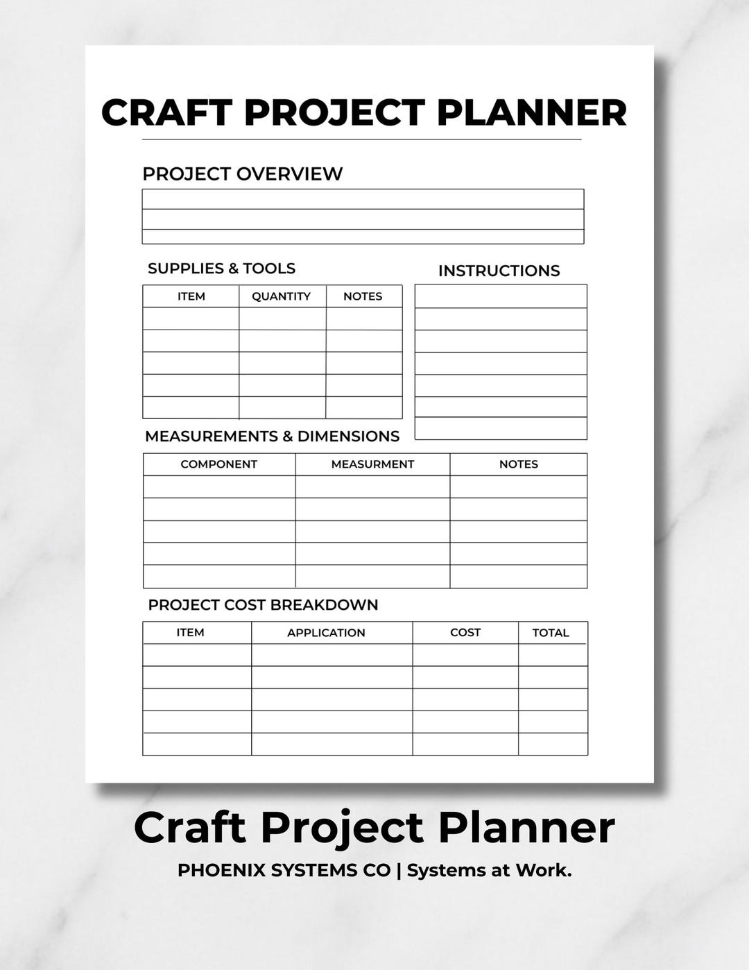 Craft Project Planner Printable | DIY Project Planning Template ...