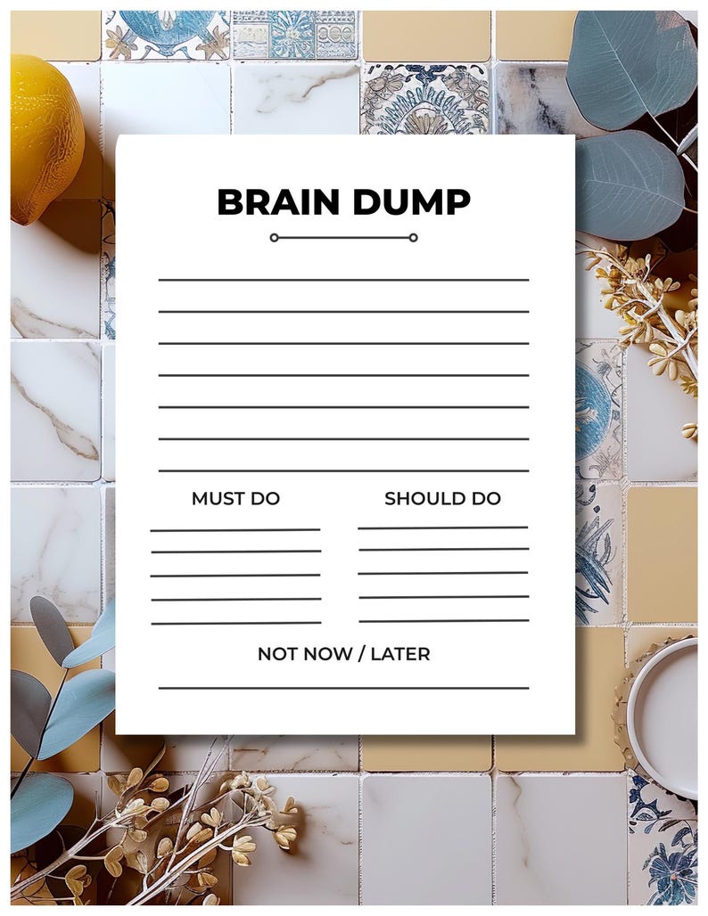 Carbon Steel Brain Dump Printable | Mental Clarity Worksheet | Minimal ...