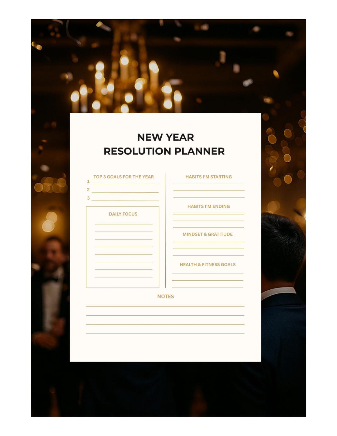 New Year Resolution Planner Printable Template 2 Champagne Party PDF - Etsy