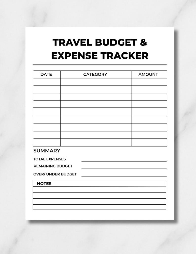 Travel Budget & Expense Tracker Printable | Trip Spending Log ...