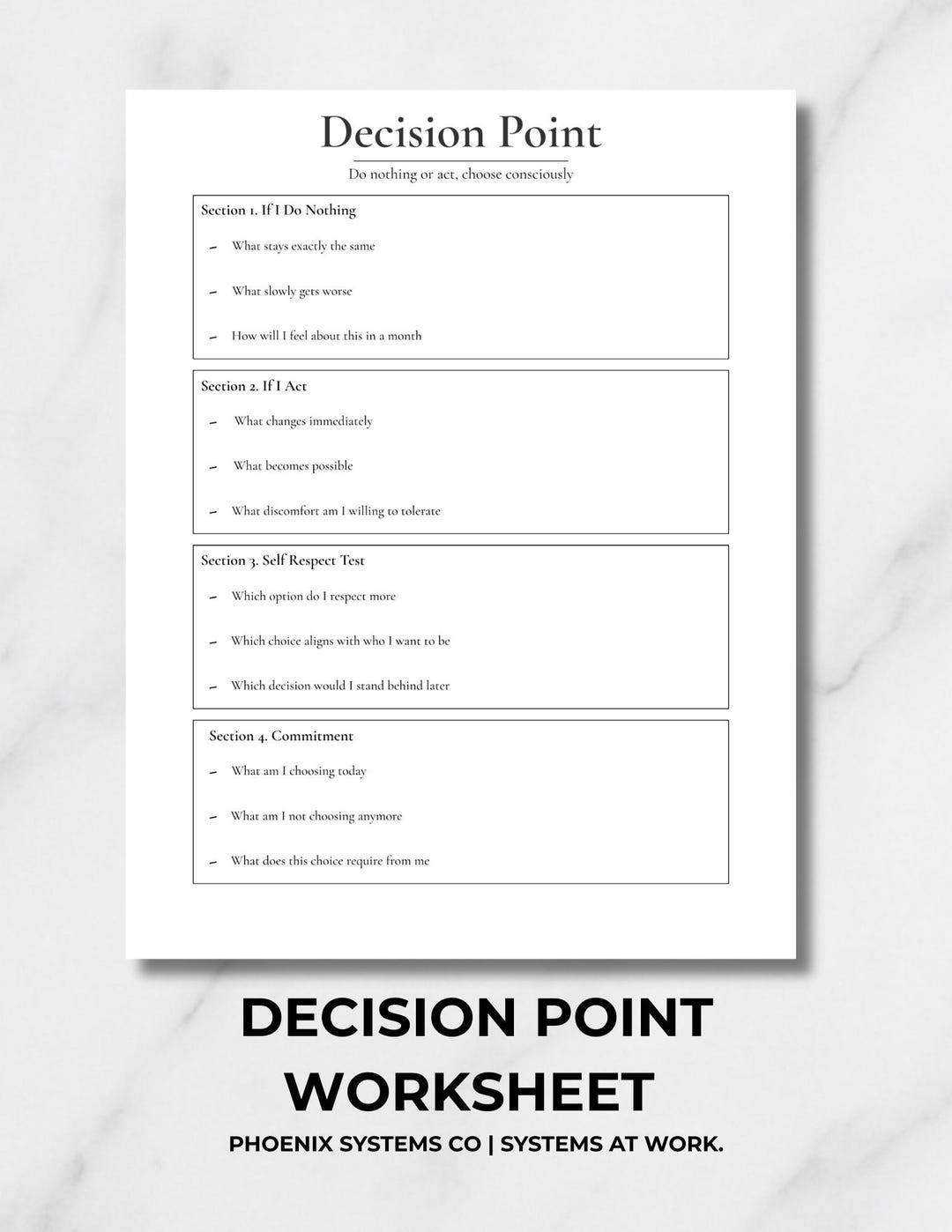 Decision Point Worksheet | Life Choice Reflection Printable | Clarity ...