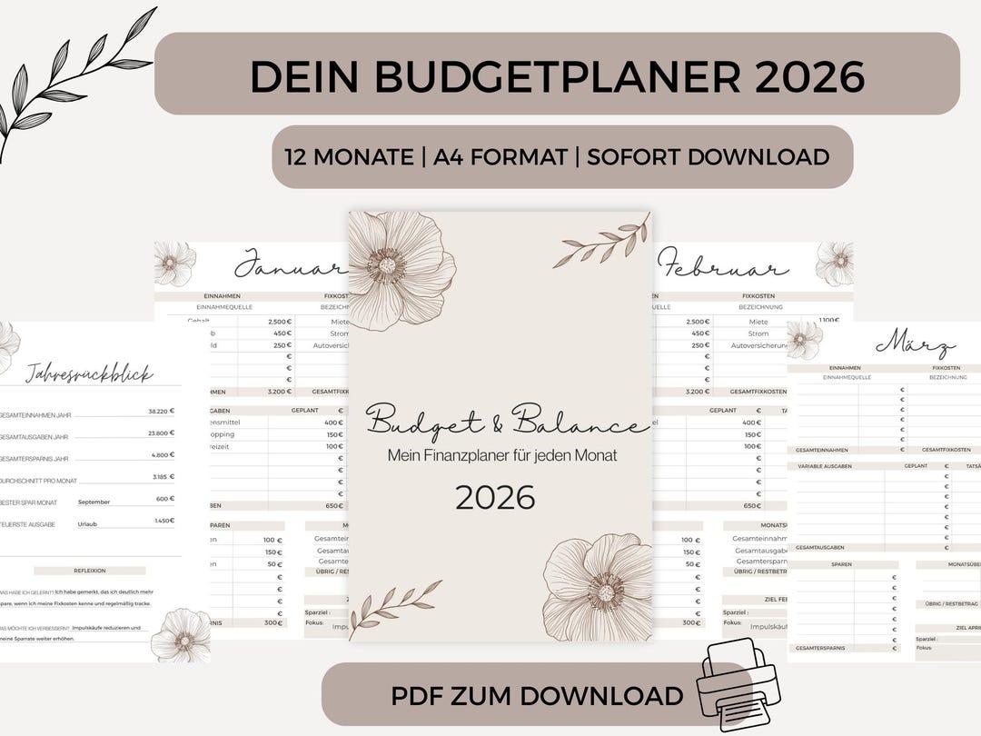Budget Planner | Annual & Monthly Budget | Financial Planner A4 ...