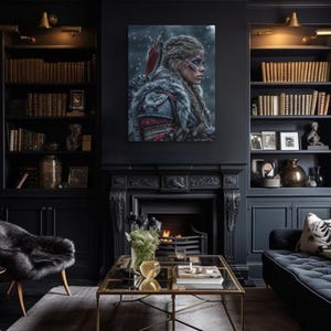 Viking Woman Warrior Canvas Wall Art – Shieldmaiden Valkyrie Norse ...
