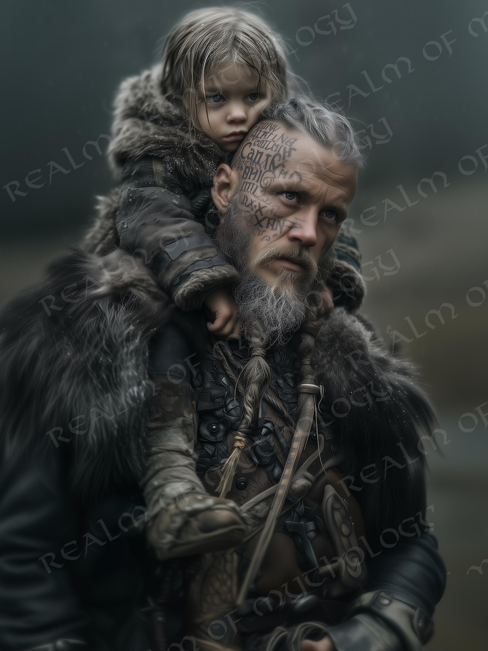 Viking Father & Child Digital Download, Norse Warrior Poster Printable ...