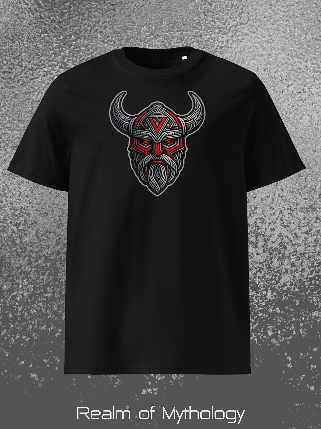 Viking Helmet T-shirt, Norse Warrior Mask Tee, Red Rune Nordic Graphic ...