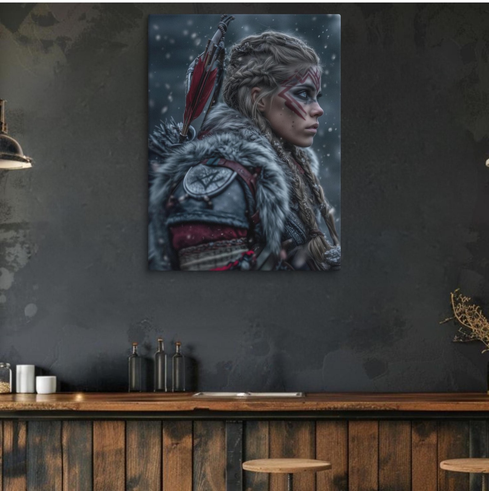 Viking Woman Warrior Canvas Wall Art – Shieldmaiden Valkyrie Norse ...