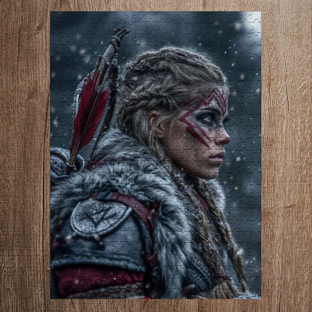 Viking Woman Warrior Wooden Jigsaw Puzzle 500 Pieces – Shieldmaiden ...