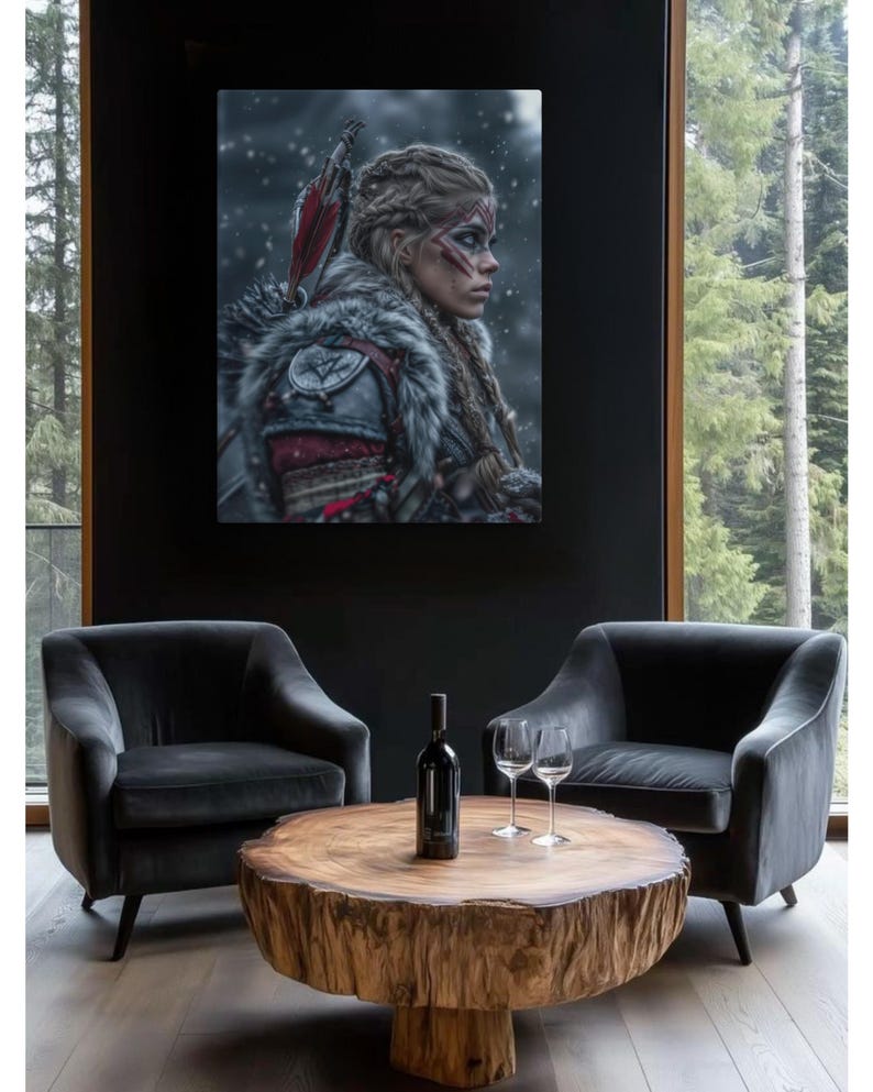 Viking Woman Warrior Canvas Wall Art – Shieldmaiden Valkyrie Norse ...