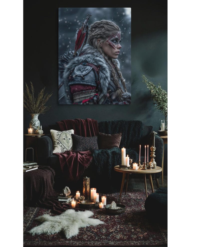 Viking Woman Warrior Canvas Wall Art – Shieldmaiden Valkyrie Norse ...