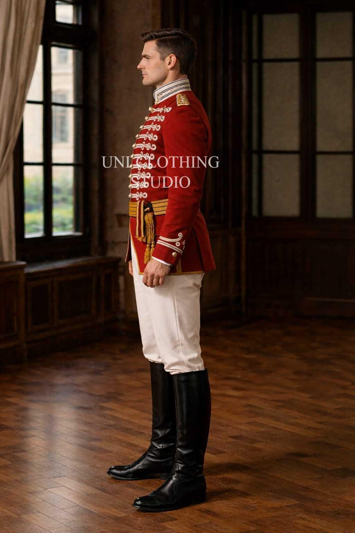 Red Wool Regency Jacket - Victorian Military Officer Uniform - Etsy