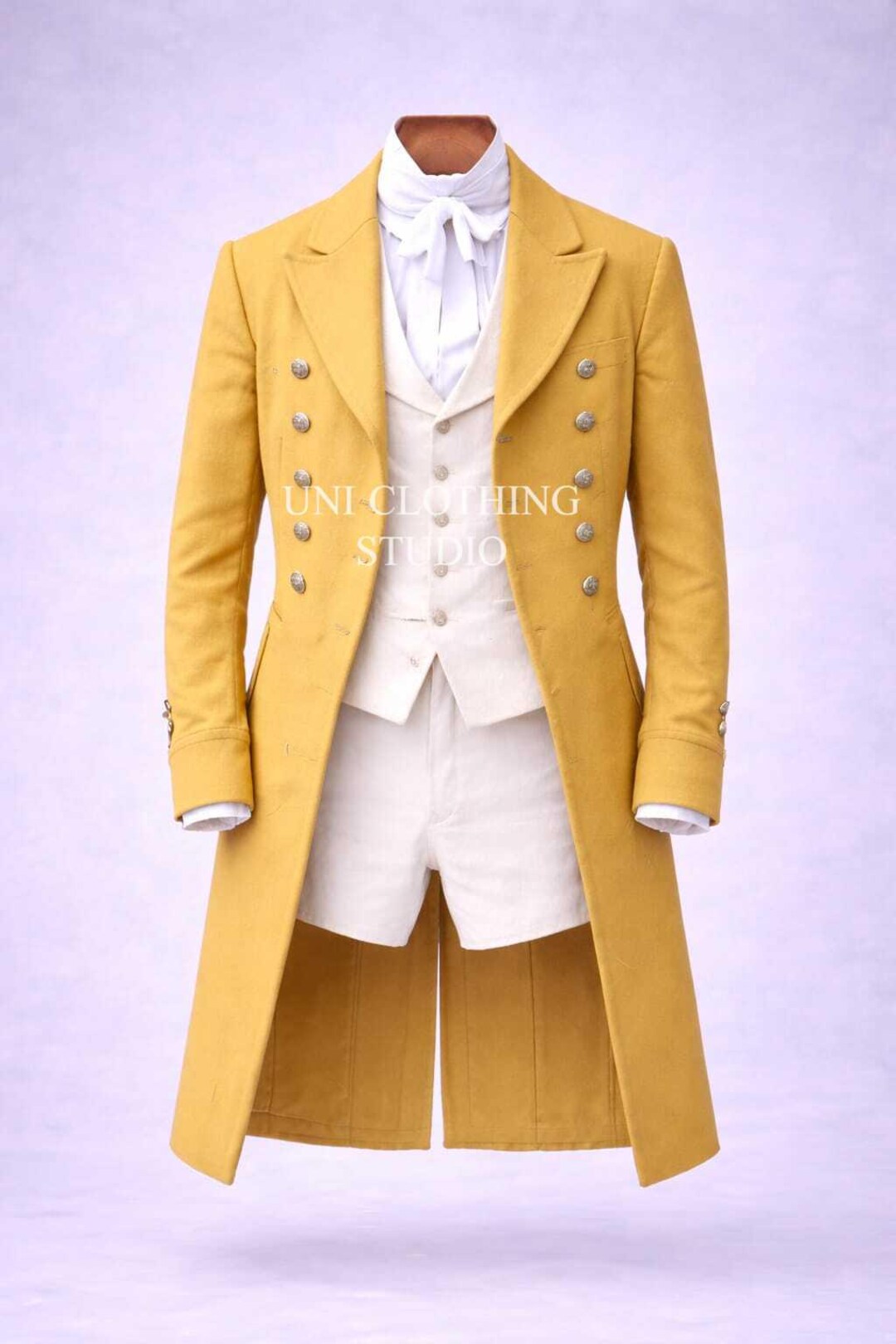 Regency Men's Tailcoat Set | Mustard Yellow Wool-blend Historical ...