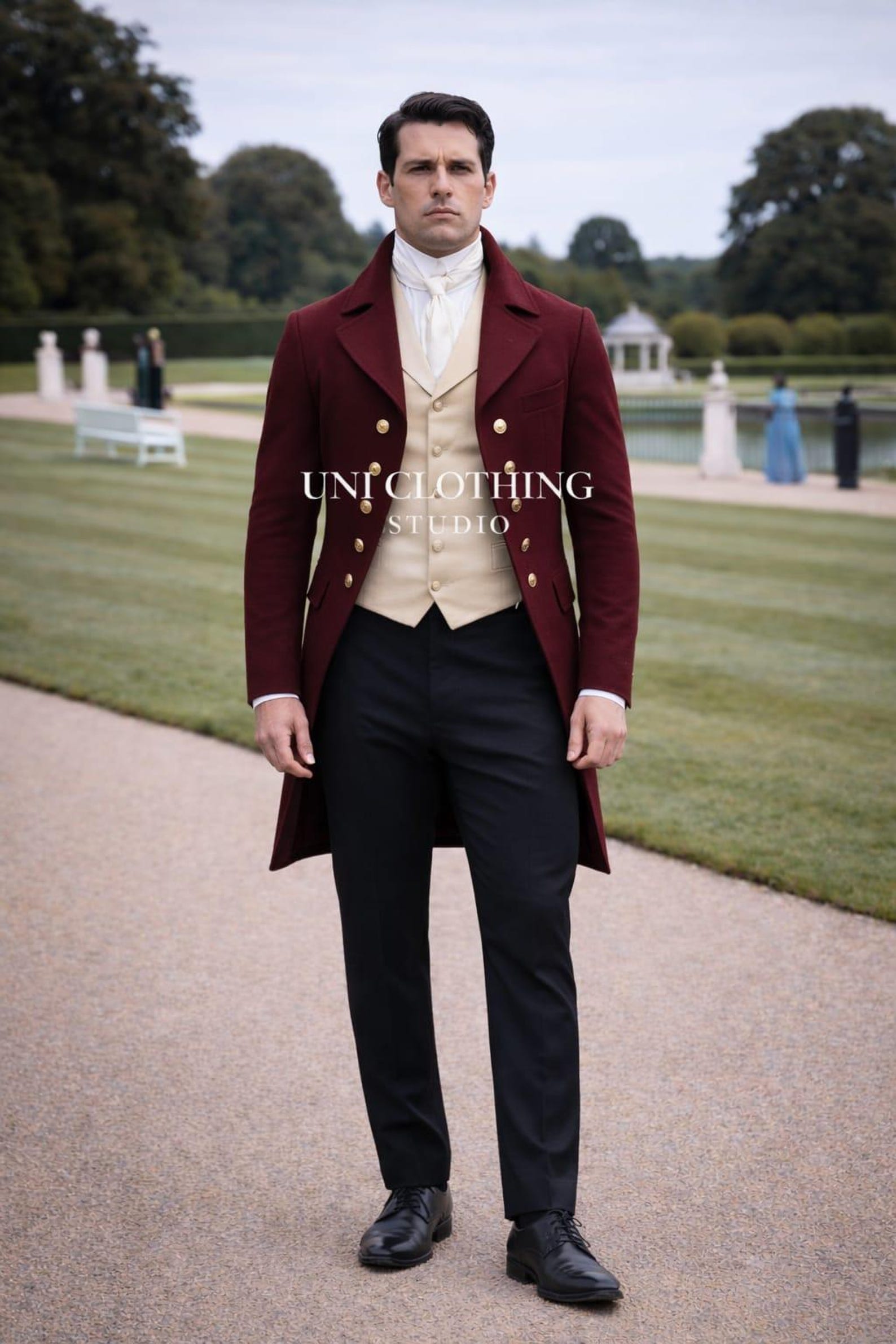 Burgundy Regency Tailcoat Suit for Men – Victorian Wedding Tuxedo ...