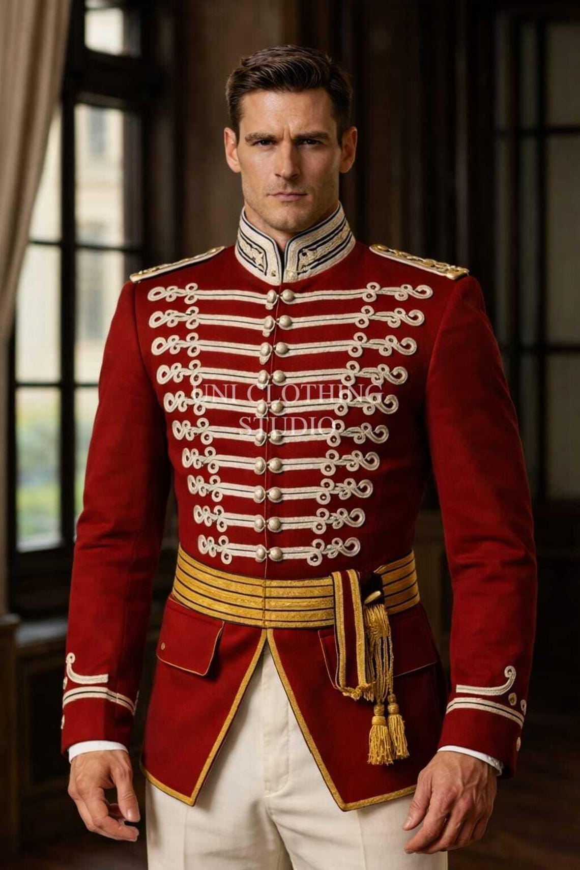 Red Wool Regency Jacket - Victorian Military Officer Uniform - Etsy