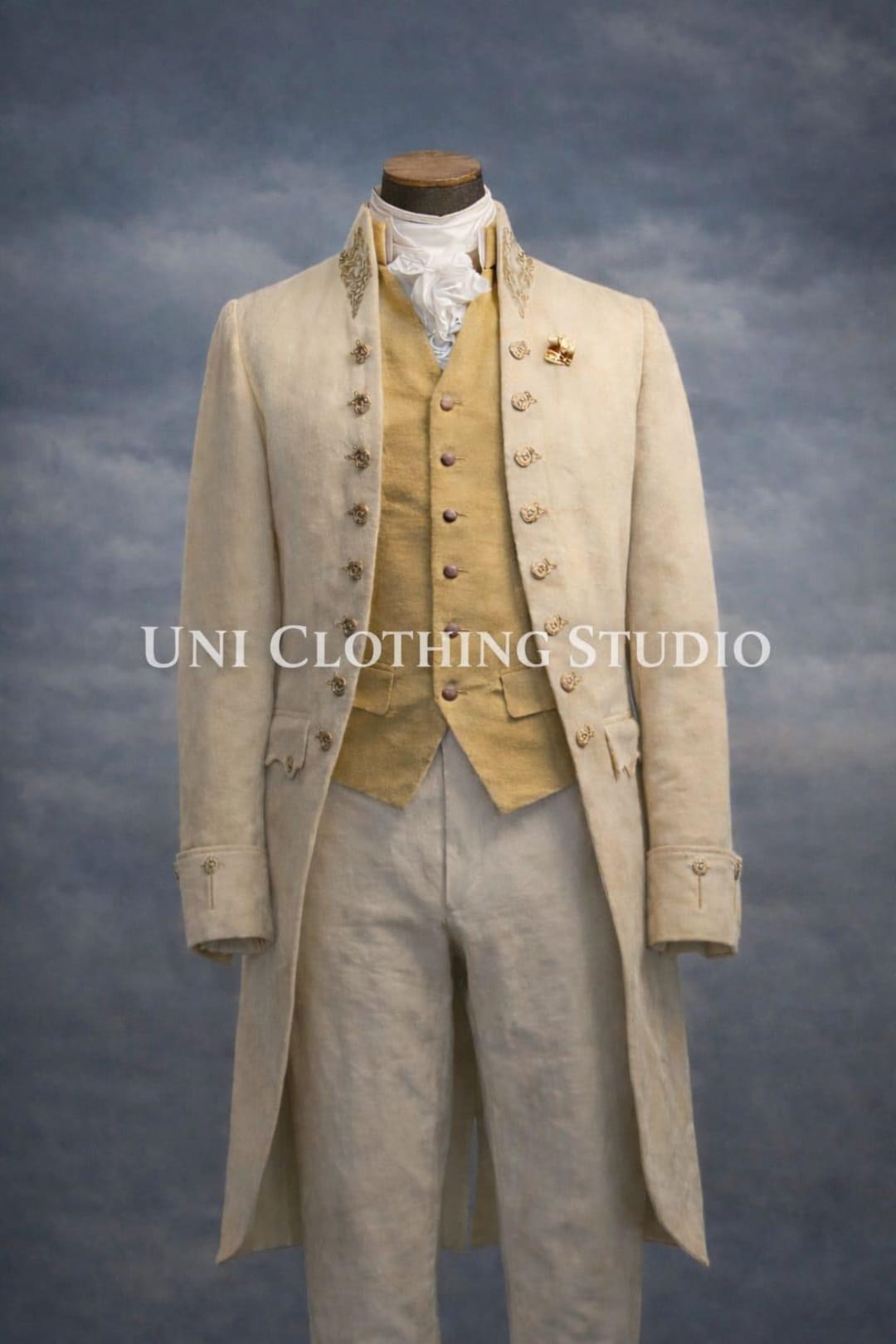 Men’s Regency Tailcoat Set – Ivory & Gold Vintage Formal Suit | Custom ...