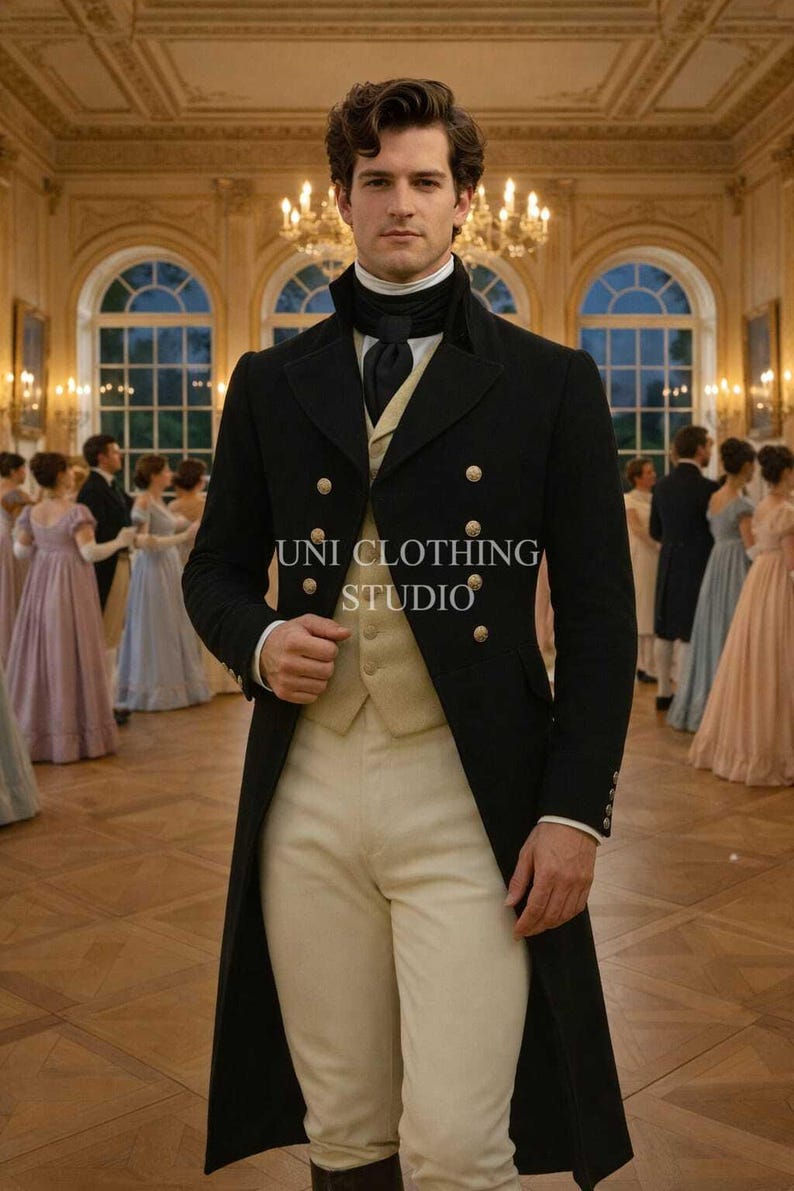 Victorian Gentleman Black Tailcoat – Regency Era Formal Frock Coat With ...