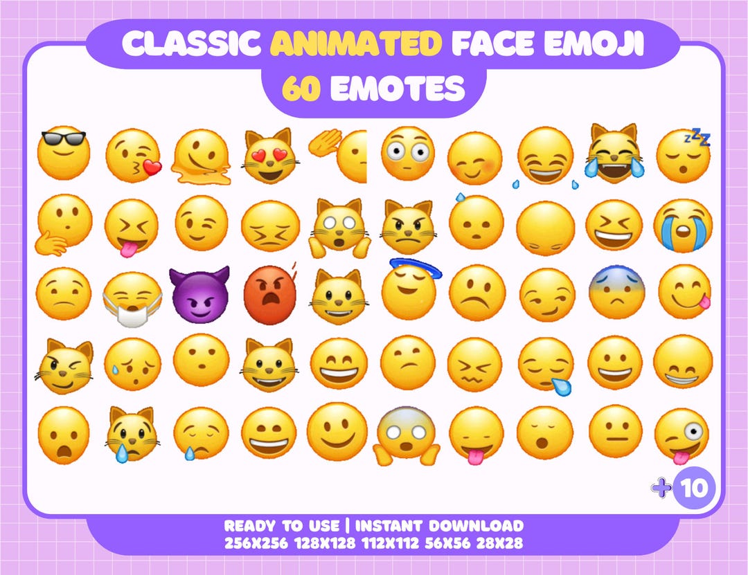 60 Animated Face Emoji Mega Pack | Classic Emotes GIF Set for Discord ...