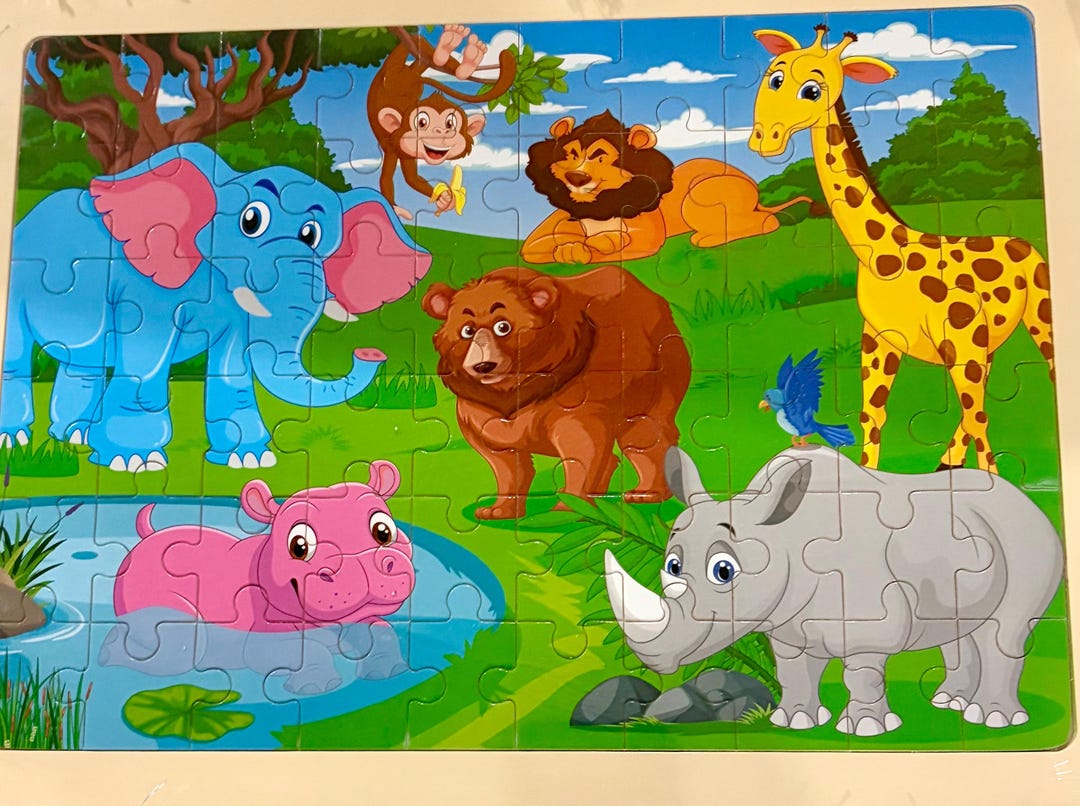 Safari Animals Wooden Puzzle, 60 Piece Jigsaw, Educational Toy - Etsy