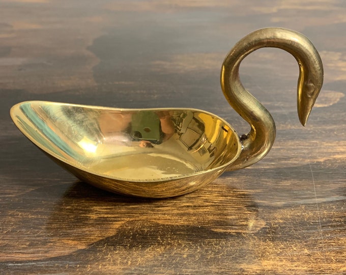 Vintage Brass Swan Trinket Dish Art Deco Swan Dish Brass Swan Ring Dish ...