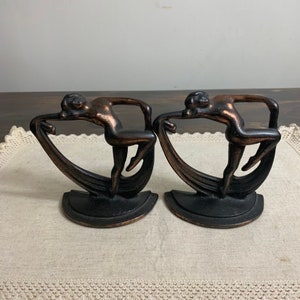 Vintage Art Deco Scarf Dancer Bookends Set of 2 Brass Dancing Woman ...