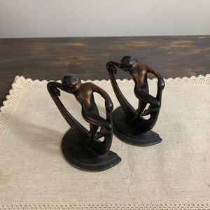 Vintage Art Deco Scarf Dancer Bookends Set of 2 Brass Dancing Woman ...