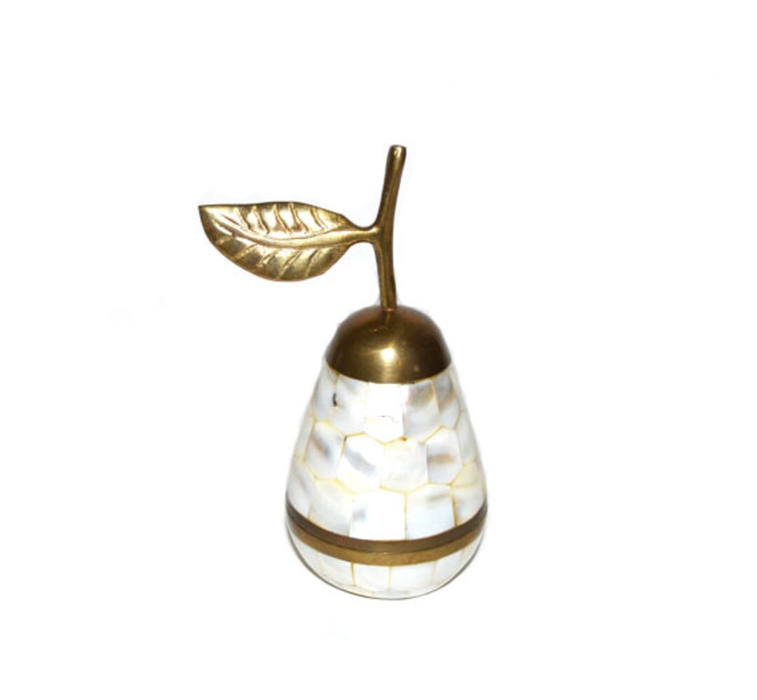 Brass Pear Mother of Pearl Pear Brass Pear Box Brass Fruit - Etsy